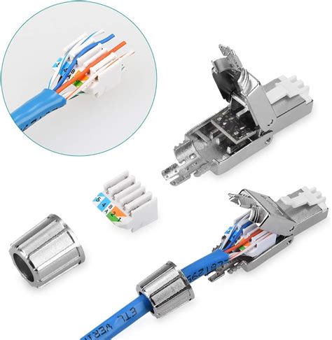 Kwmobile Rj45 Network Connector Pack Set Of 4 Cat6a Rj 45 Network Connectors Shielded Cat 6a