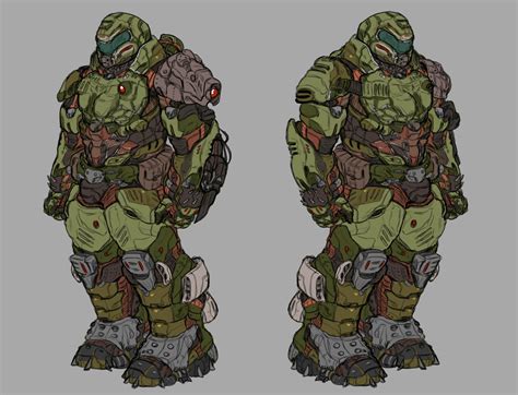 Heavily Armored Doom Slayer By Nurettin She Yarum Art Station Rdoom