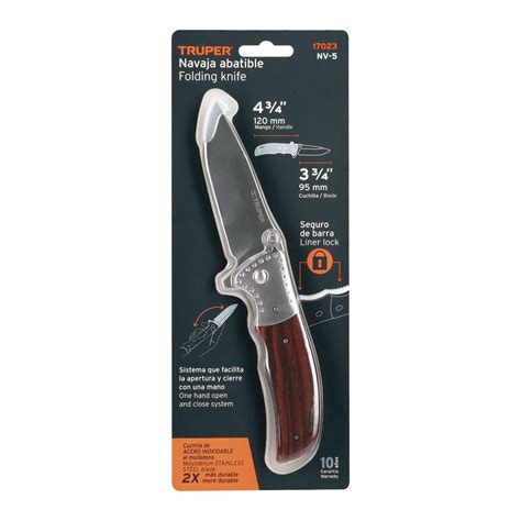 Navaja Abatible De 4 34″ Con Mango De Madera 17023 Truper Master