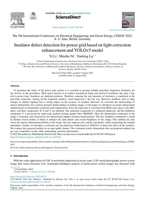 Pdf Insulator Defect Detection For Power Grid Based On Light Correction Enhancement And Yolov5