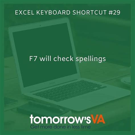 Excel Keyboard Shortcut 29 F7 For Spell Check