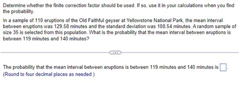 Solved Determine Whether The Finite Correction Factor Should