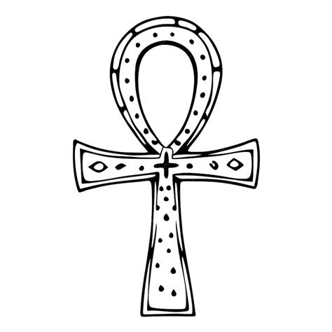 Hand Drawn Ankh Symbol Detailed Black And White Egyptian Cross