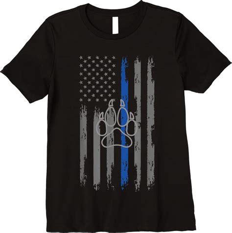 Order Thin Blue Line Police Flag With Dog Paw Print K9 T Shirts Tees