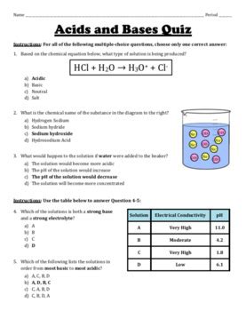 Acids Bases And The PH Scale Quiz By Chemistry Wiz TpT