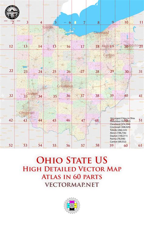 Ohio State Us Tourist Road Map Multi Page Atlas Contains 60 Pages