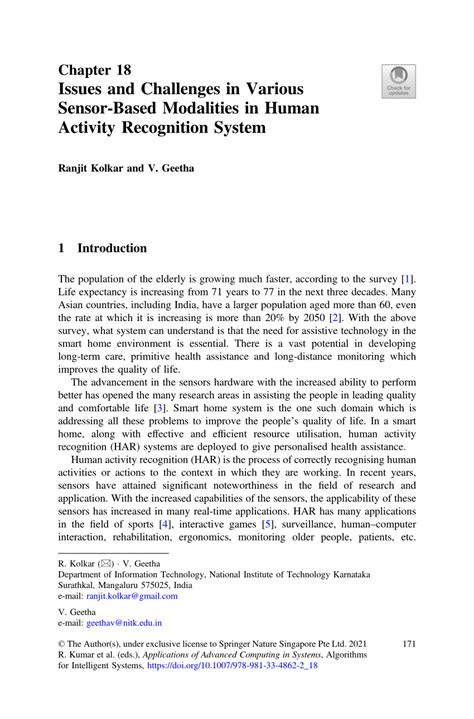 Pdf Issues And Challenges In Various Sensor Based Modalities In Human Activity Recognition System
