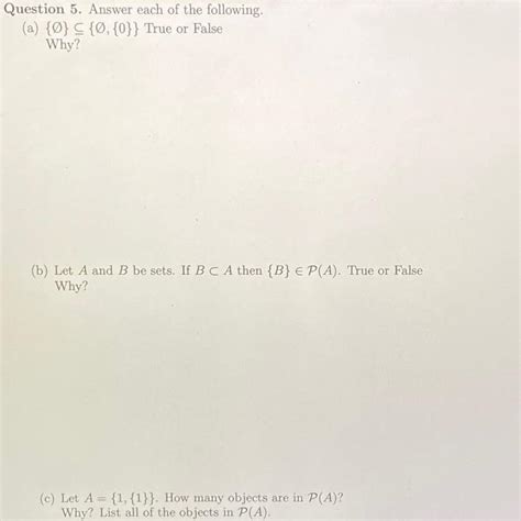 Solved Question 5 Answer Each Of The Following A