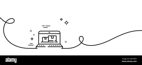 Web Inventory Line Icon Wholesale Computer Sign Continuous Line With Curl Vector Stock Vector