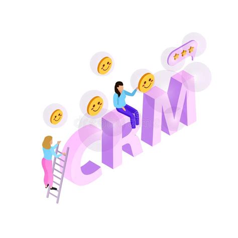 Crm Text Isometric Composition Stock Vector Illustration Of Loyalty System 272058594