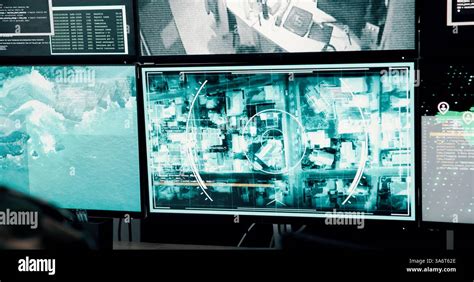 Man Soldier And Check With Computer Screen In Control Room Military Battle And Monitoring War