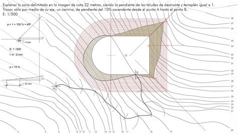 Explanaciones De Terrenos Plataforma Horizontal Y Camino Con Pendiente Dada Desmonte Y