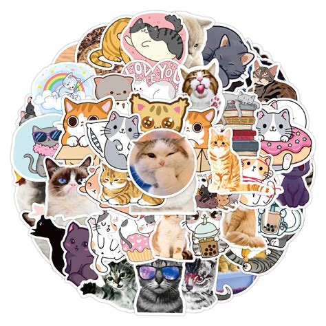 귀여운 고양이 스티커 비닐 방수 재밌는 고양이 데칼 물병 노트북 스케이트보드 스크랩북 수하물 어린이 장난감 100 개가방 Aliexpress