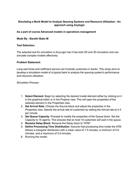 Pdf Simulating A Bank Model To Analyze Queuing Systems And Resource