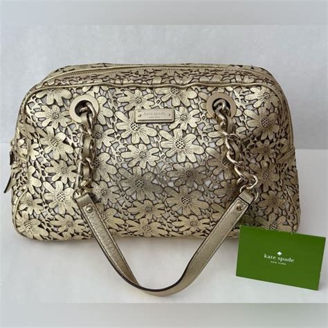 Kate Spade Bags Kate Spade Garden Grove Laser Cut Handbag Gold Poshmark