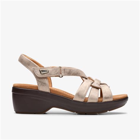 Womens Tuleah Cross Metallic Leather Comfort Sandals Clarks