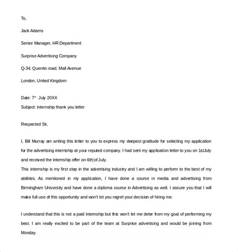 FREE 13 Sample Internship Thank You Letter Templates In PDF MS Word