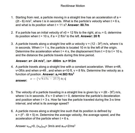 Solved Rectilinear Motion Starting From Rest A Particle Chegg