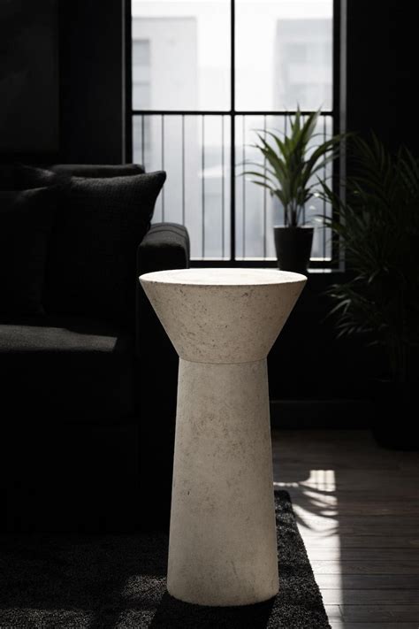 Travertine Marble Pedestal Table Minimalist Round Side Table Modern