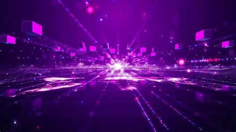 Decentralized Digital Technology Concept Of Blockchain Small Particle Square Boxes Connecting