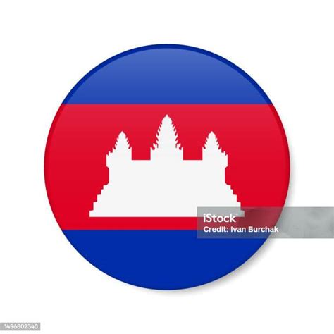캄보디아 원 단추 아이콘입니다 캄보디아 라운드 배지 깃발입니다 3d 사실적인 격리 벡터 그림 0명에 대한 스톡 벡터 아트 및 기타 이미지 Istock