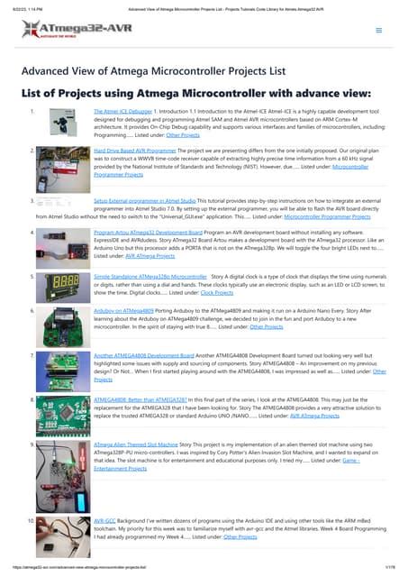 advanced view of atmega microcontroller projects list projects
