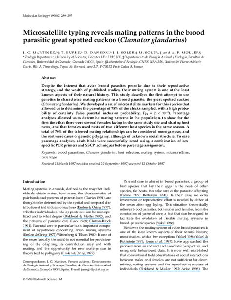 Pdf Microsatellite Typing Reveals Mating Patterns In The Brood