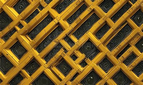 Close Up View Textured Surface With Repeating Pattern Yellow And Black Squares Creating