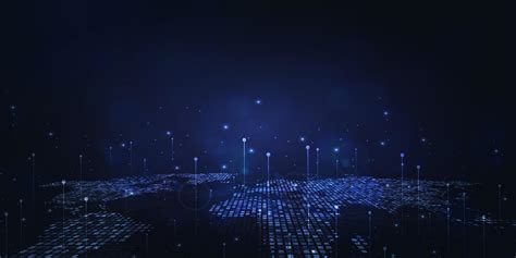 Digital Technology Futuristic Internet Network Connection Dark Black Background Blue Abstract