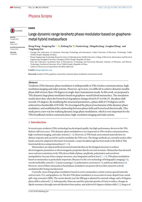 Large Dynamic Range Terahertz Phase Modulator Based On Graphene Metal Hybrid Metasurface