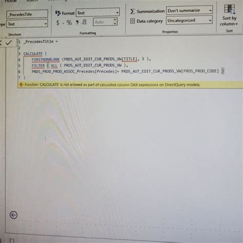 Direct Query Column Issue Rpowerbi