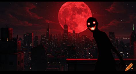 A Crimson Red Full Moon Above A Glowing Red Skull And Crossbones Against A Black Background On