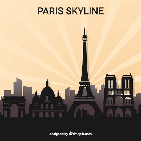 파리의 스카이 라인의 실루엣 무료 벡터