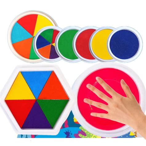 다채로운 잉크 스탬프 패드 Diy 손가락 인쇄 낙서 공예 카드 만들기 어린이 교육 드로잉 아기 색칠하기 책 브러시 장난감 Aliexpress