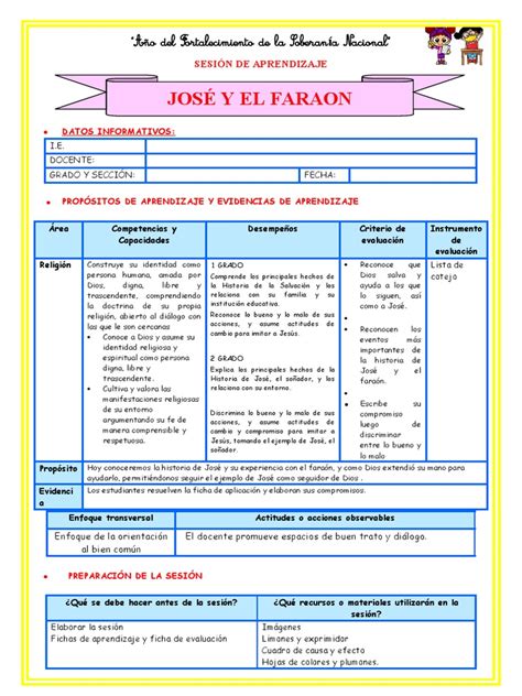 Iii E6 S3 Sesion D5 Religión Jose Y El Faraon Pdf