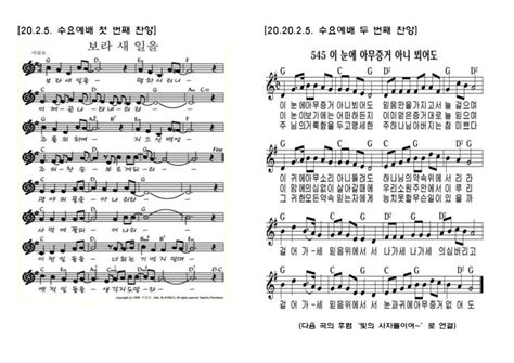 수요예배 찬양콘티 20200205 보라 새 일을 이 눈에 아무 증거 아니 뵈어도 빛의 사자들이여 이 산지를 내게 주소서 이제