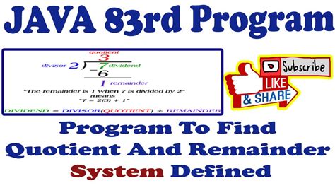 Java 83rd Programprogram To Find Quotient And Remainder System Defined Aeaanandshaw Youtube