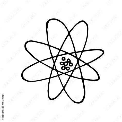 Atom Structure Icon In Doodle Sketch Lines Science Technology School