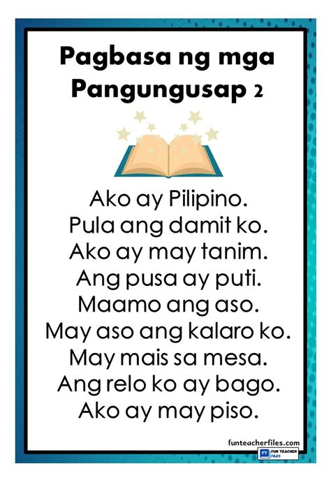 Pagsasanay Sa Pagbasa Ng Mga Pangungusap Filipino Kinder Grade 1 2 Lights Crystal