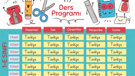 Ders Programı Örneği 1 Ercan Akmercan