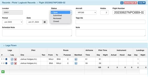 Pilot Logbook Flightspan Documentation
