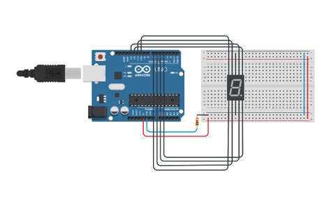 Circuit Design 7 сегментный экран Tinkercad