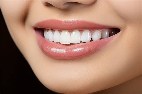 Close Up Of Orthodontic Dental Treatment Perfect Smile With Bright