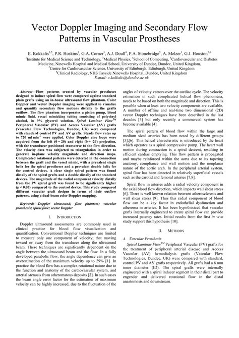 Pdf Vector Doppler Imaging And Secondary Flow Patterns In Vascular