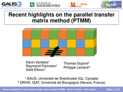 Pdf Recent Highlights On The Parallel Transfer Matrix Method P Tmm