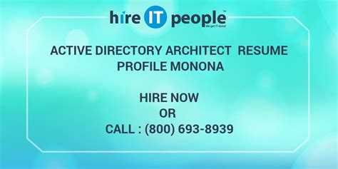 Active Directory Architect Resume Profile Monona Hire It People We