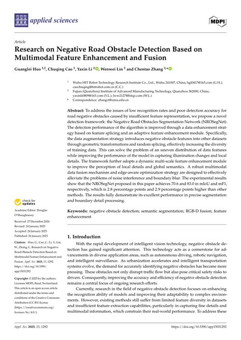Pdf Research On Negative Road Obstacle Detection Based On Multimodal Feature Enhancement And