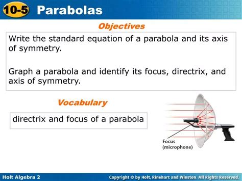 PPT Write The Standard Equation Of A Parabola And Its Axis Of