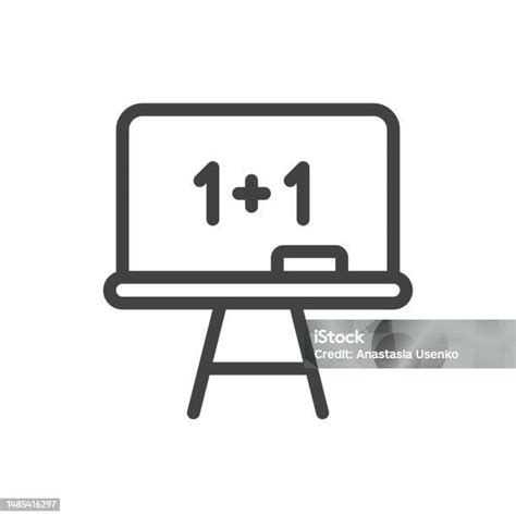 개요 스타일 Ui 아이콘 교육 및 학교 수업 컬렉션입니다 벡터 검정 선형 그림입니다 흰색 배경에 분리된 텍스트 산술 기호가 있는 칠판 학습을 위한 디자인 요소 0명에 대한