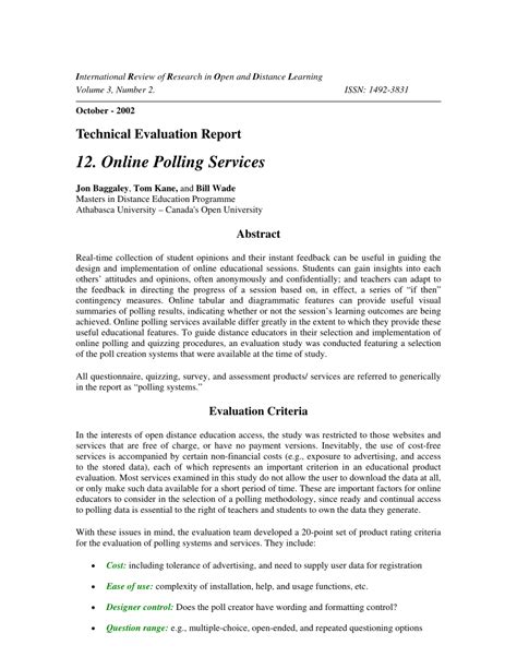 Pdf Technical Evaluation Report 12 Online Polling Services